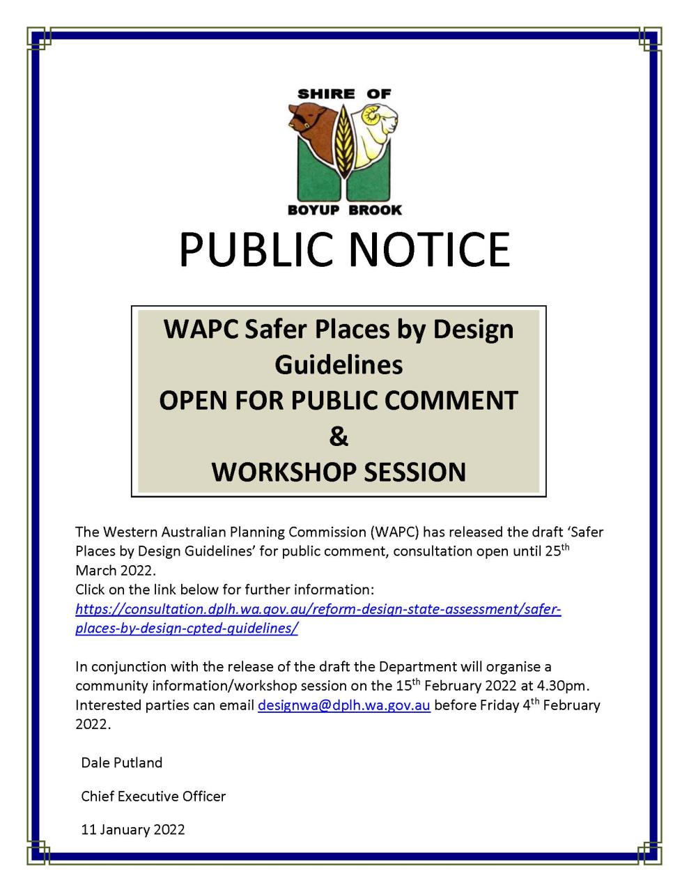 News Story - WAPC Safer Places by Design Guidelines » Boyup Brook